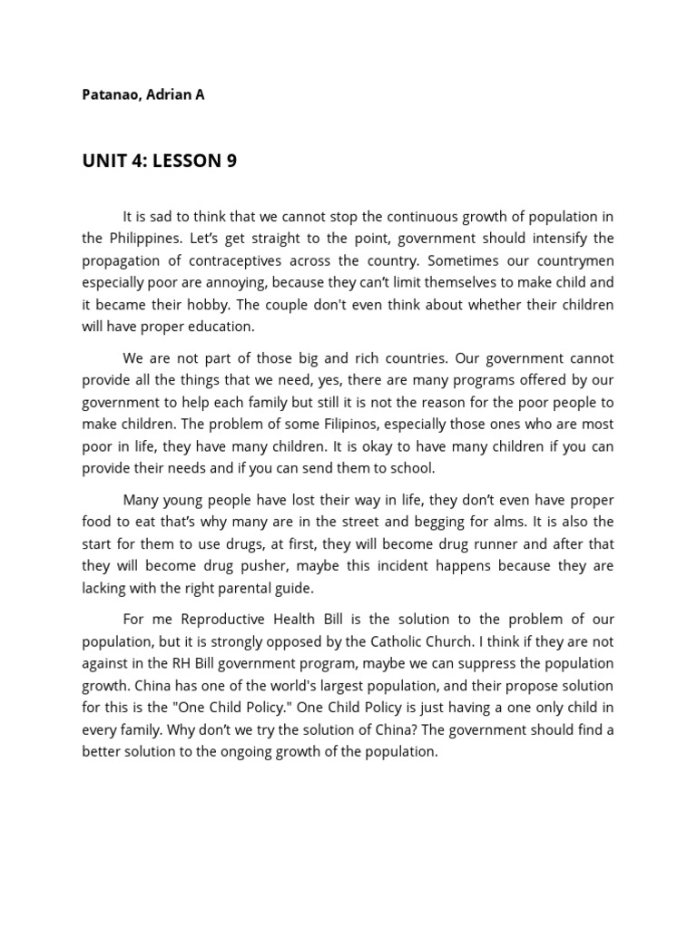 Unit 4: Lesson 9: Patanao, Adrian A | PDF