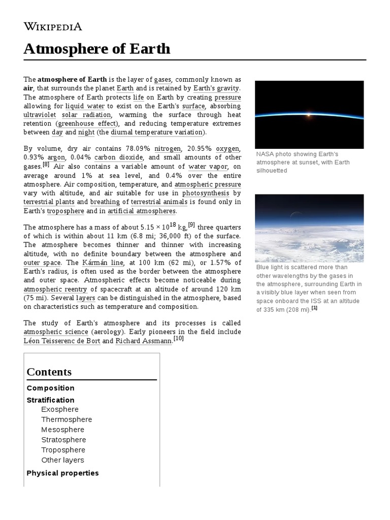 Atmosphere of Earth | PDF | Atmosphere Of Earth | Atmosphere
