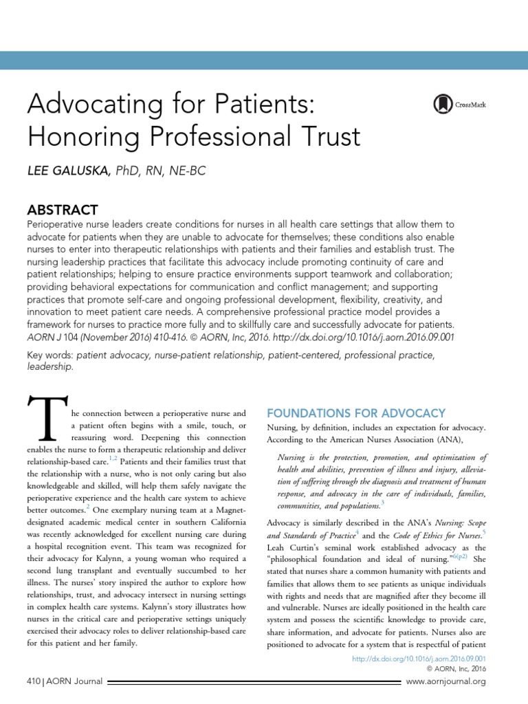 Advocating For Patients Honoring Professional Trust 2016 | PDF ...