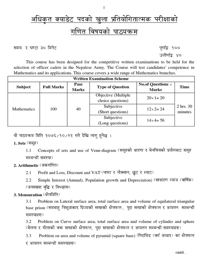 Written Examination Scheme Subject Full Marks Pass Marks Type of ...