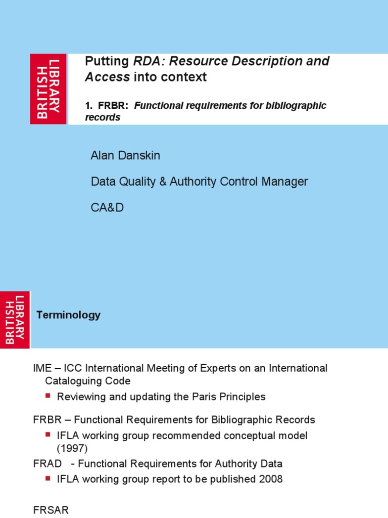 Putting RDA: Resource Description And: Access Into Context | PDF ...