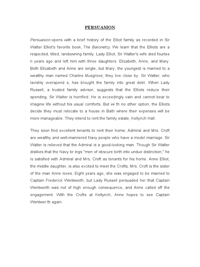Persuasion: Persuasion Opens With A Brief History of The Elliot Family ...