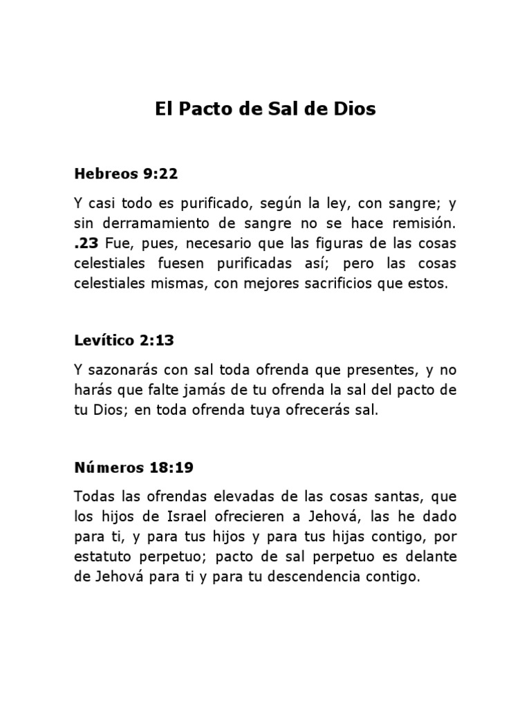 El Pacto de Sal de Dios | PDF | Contenido bíblico | Creencia religiosa y doctrina