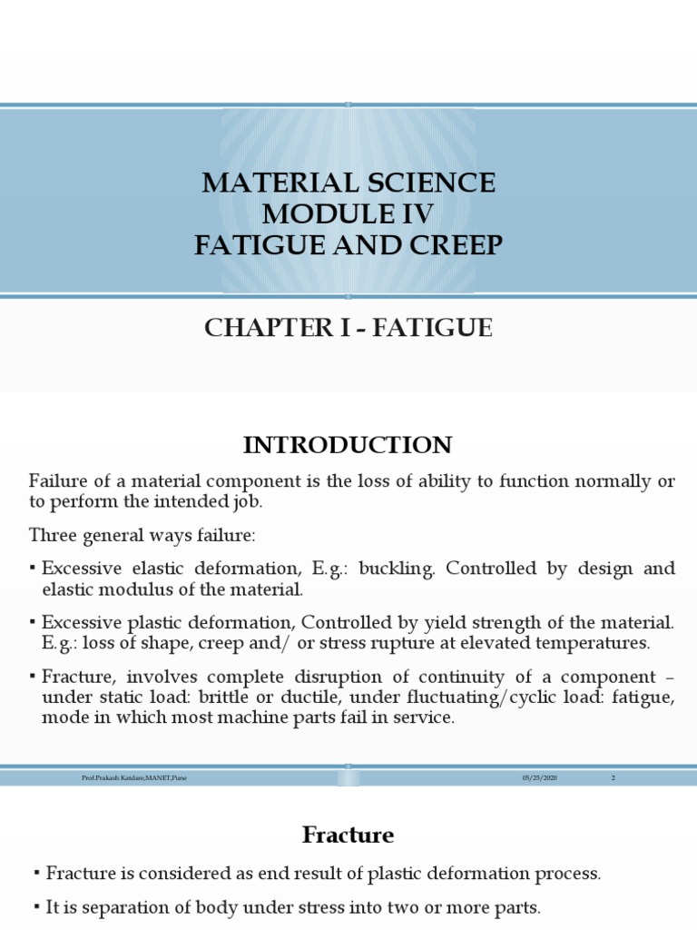 Material Science Fatigue and Creep | PDF | Fracture | Fatigue (Material)