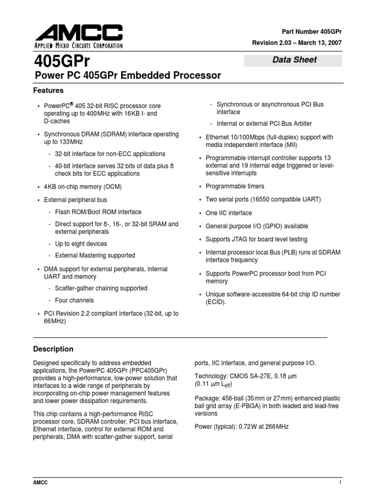 PPC405GPr DS2005 v2 03 | PDF | Booting | Computer Memory