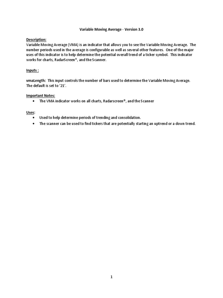 Variable Moving Average - Version 3.0 Description | PDF | Guarantee | Risk