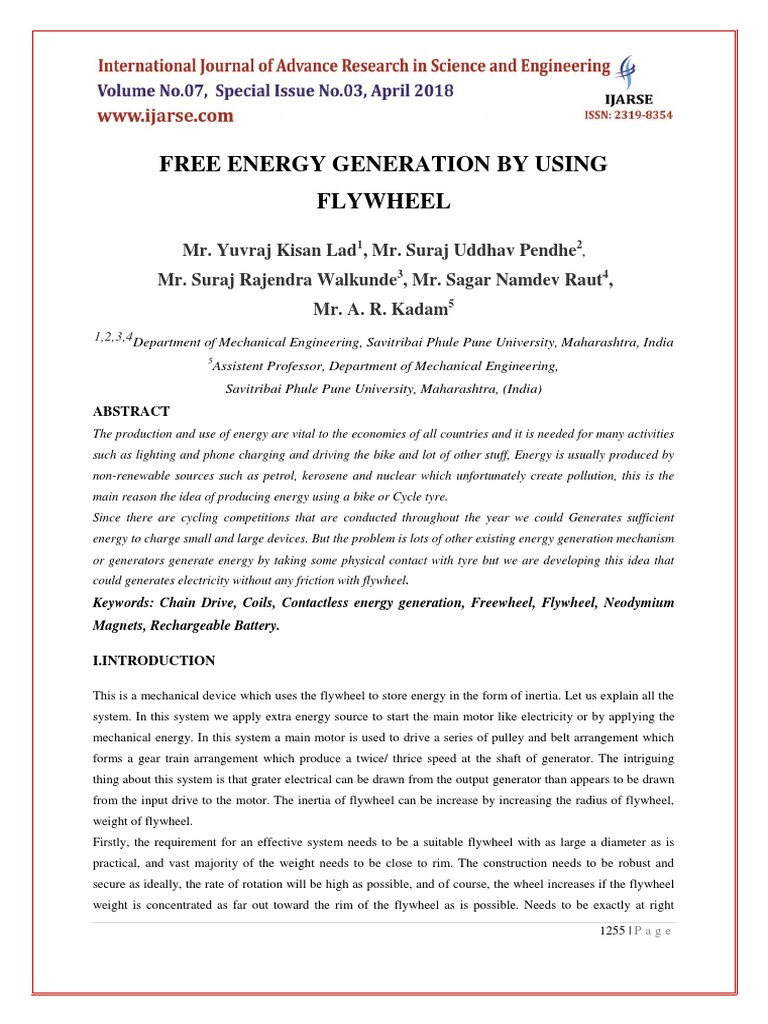 Free Energy Generation by Using Flywheel | Download Free PDF | Physical ...