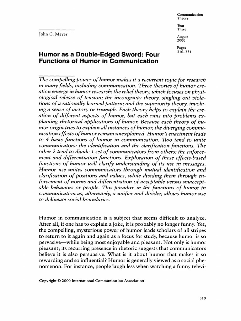 Humor in Communication | Download Free PDF | Humour | Laughter