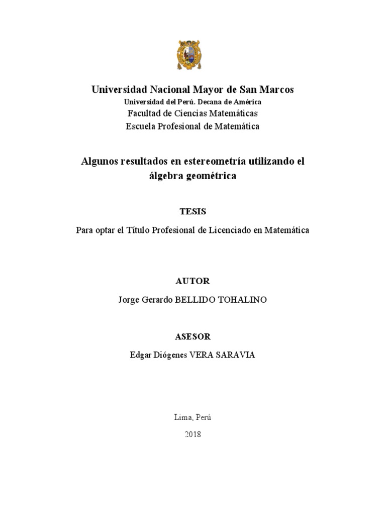 Algunos Resultados en Estereometría Utilizando El Álgebra Geométrica ...