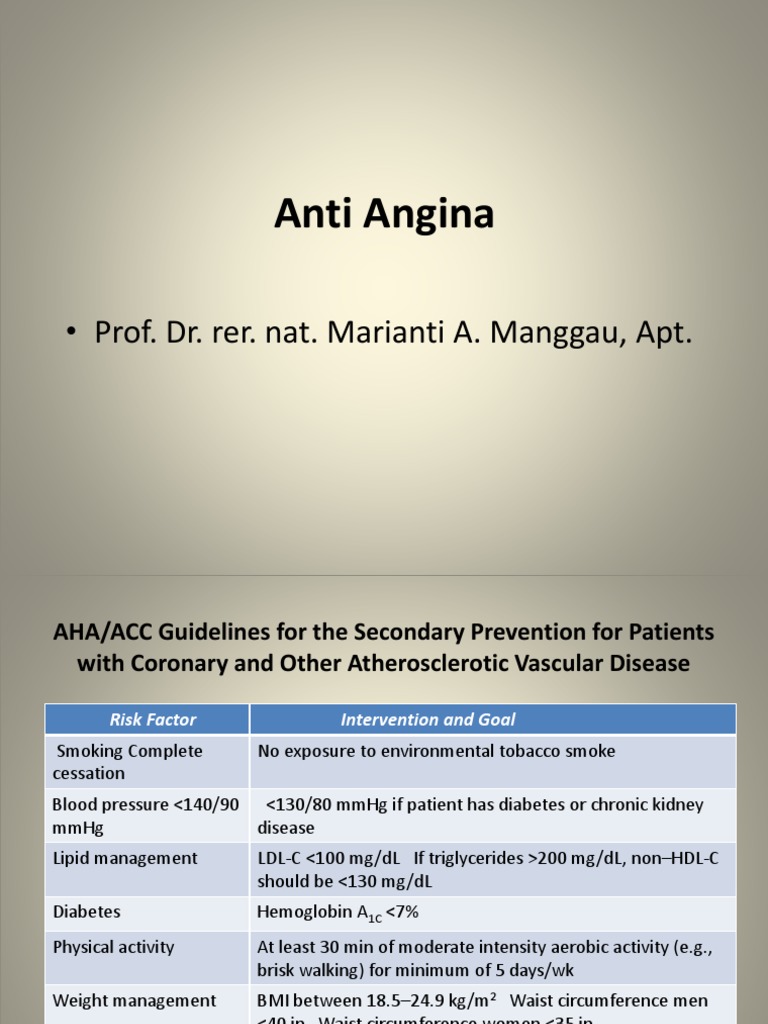 Anti Angina: - Prof. Dr. Rer. Nat. Marianti A. Manggau, Apt | PDF ...