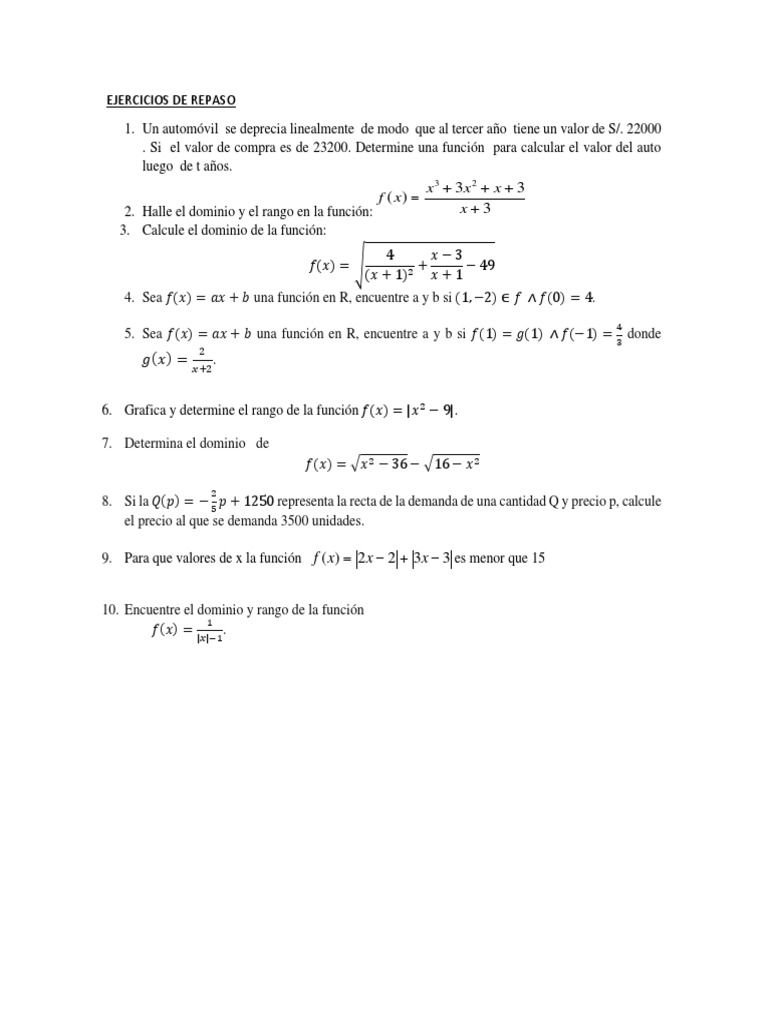 Ejercicios de Repaso - pc1 | PDF