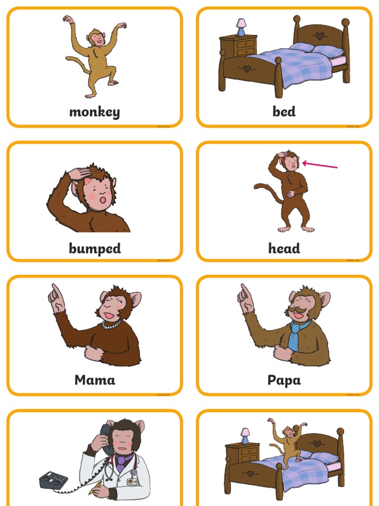 T DC 231 Five Little Monkeys Jumping On The Bed Nursery Rhyme Picture ...