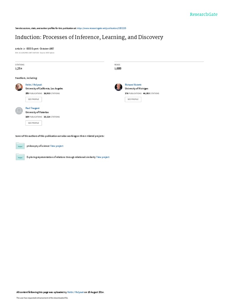 Induction: Processes of Inference, Learning, and Discovery: IEEE Expert ...