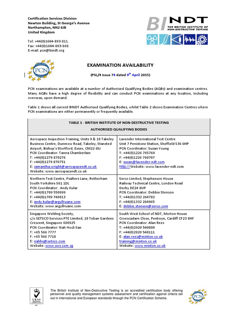 PCN Examination and Certification Guide | PDF | Nondestructive Testing ...