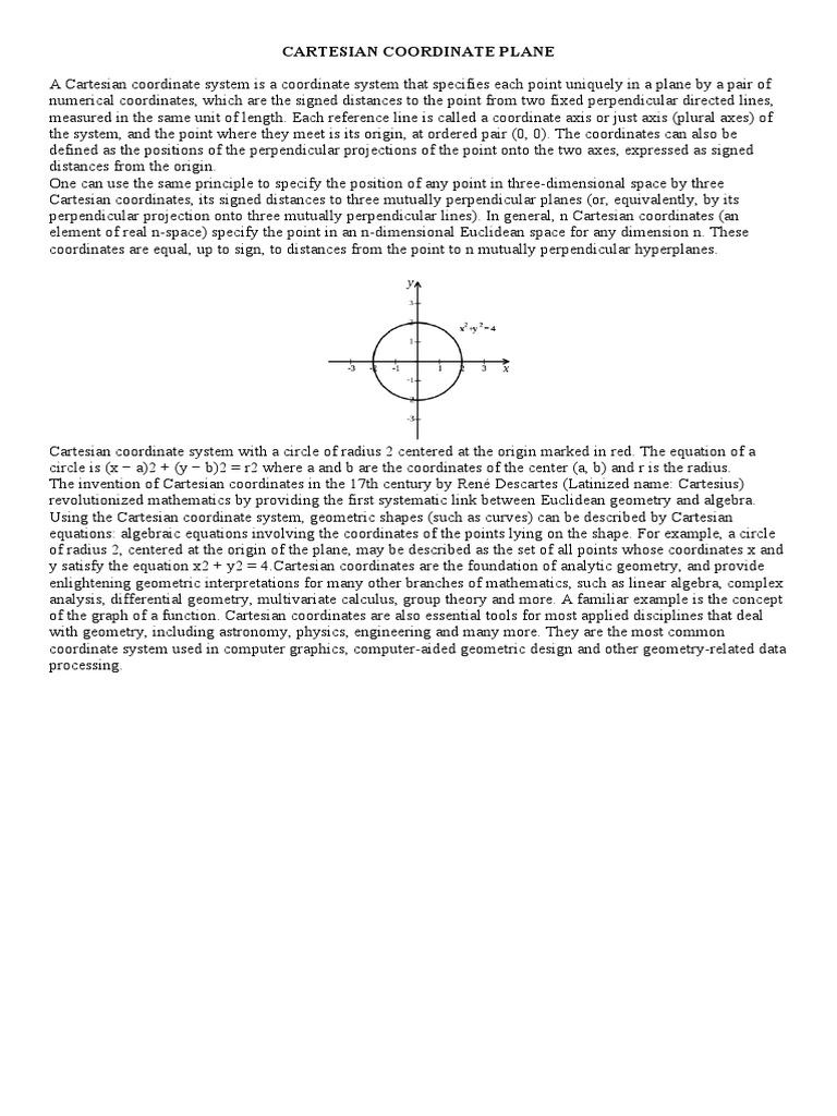 Understanding The Cartesian Plane Pdf Cartesian Coordinate System