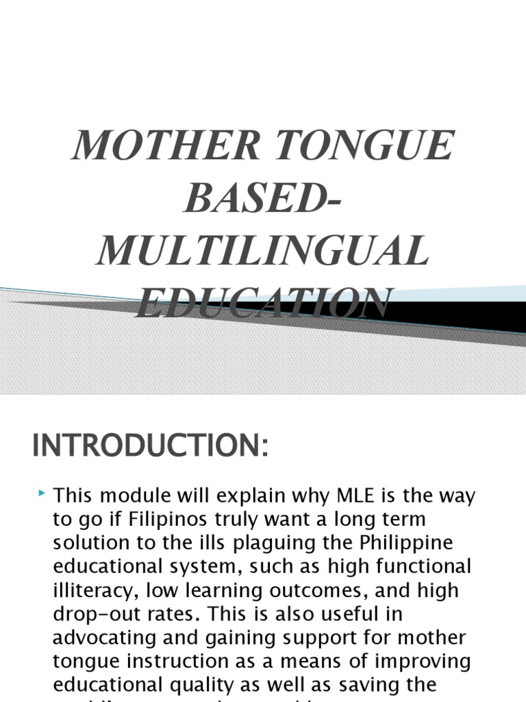 Mother Tongue Based-Multilingual Education | PDF | Second Language | Multilingualism