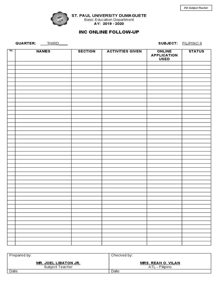 INC Online Follow-Up Form | PDF