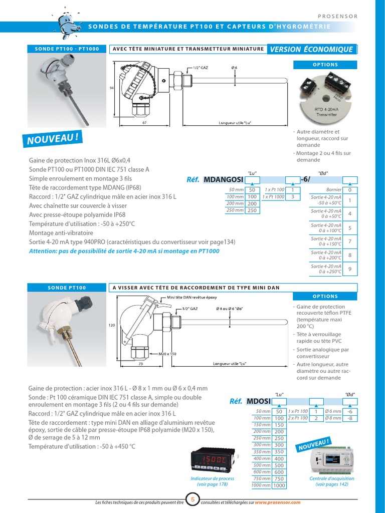 PT100 Prosensor | PDF | Génie du bâtiment | Matériaux de construction