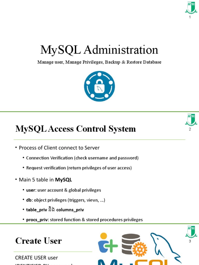 Chapter01 Lesson08 (Administration) | PDF | Databases | My Sql