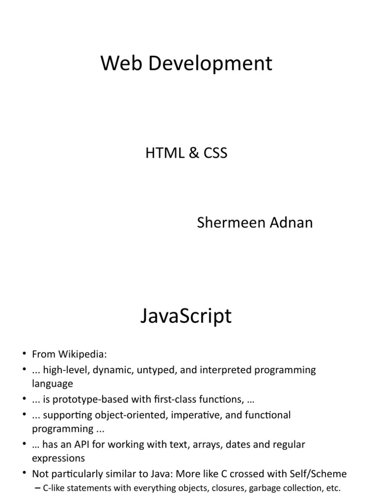 Lecture 6 HTML & Css | PDF | Java Script | Html
