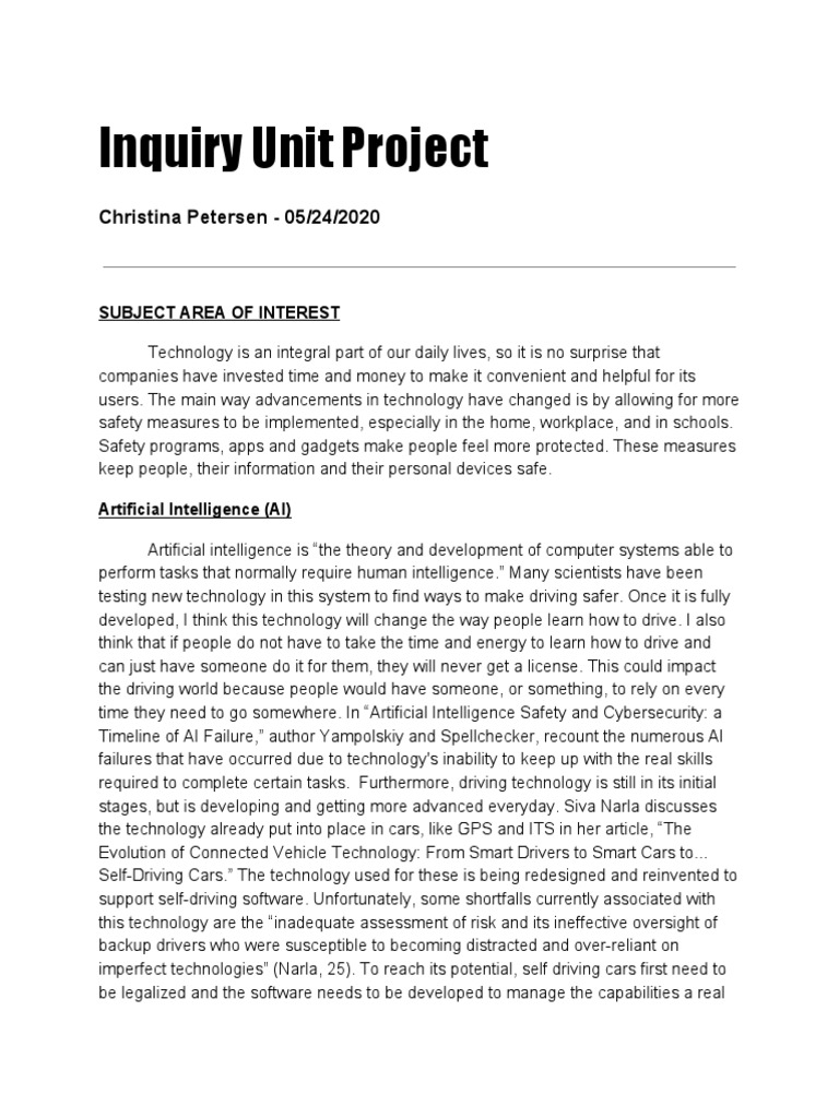 Inquiry Unit Project | PDF | Internet Of Things | Artificial Intelligence