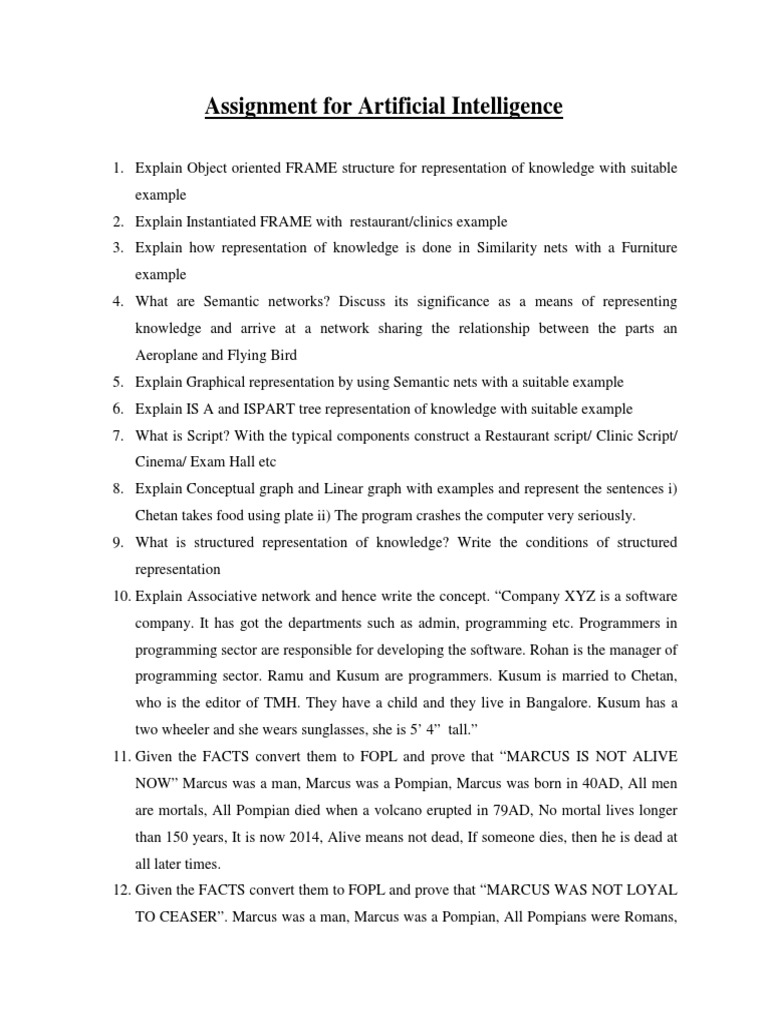 Assignment For Artificial Intelligence PDF | PDF | Artificial Intelligence | Intelligence (AI ...