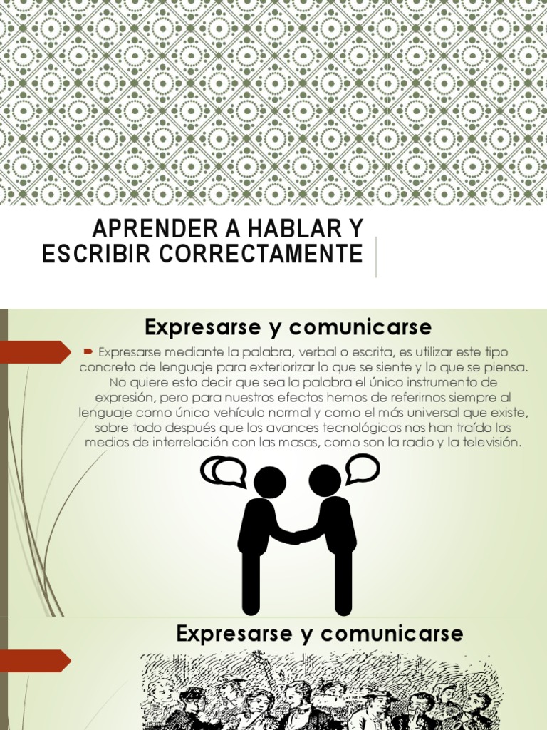 Aprender A Hablar y Escribir Correctamente | PDF | Comunicación | Cognición
