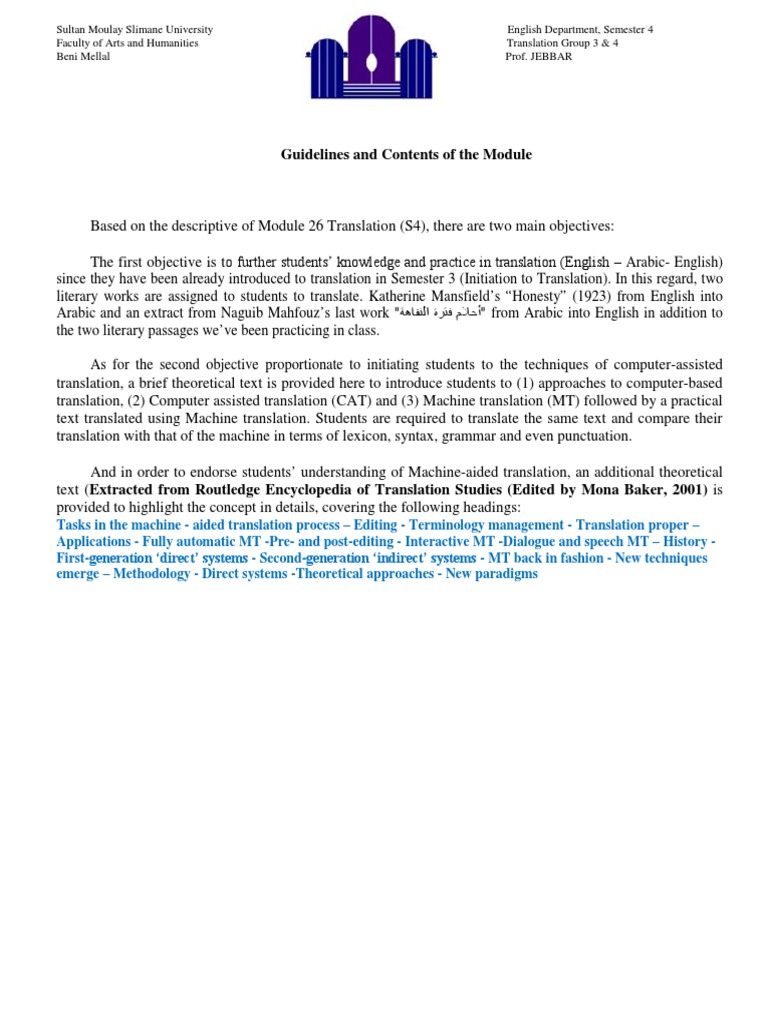 Translation Module 26 Semester 2 | PDF | Translations | Cognition
