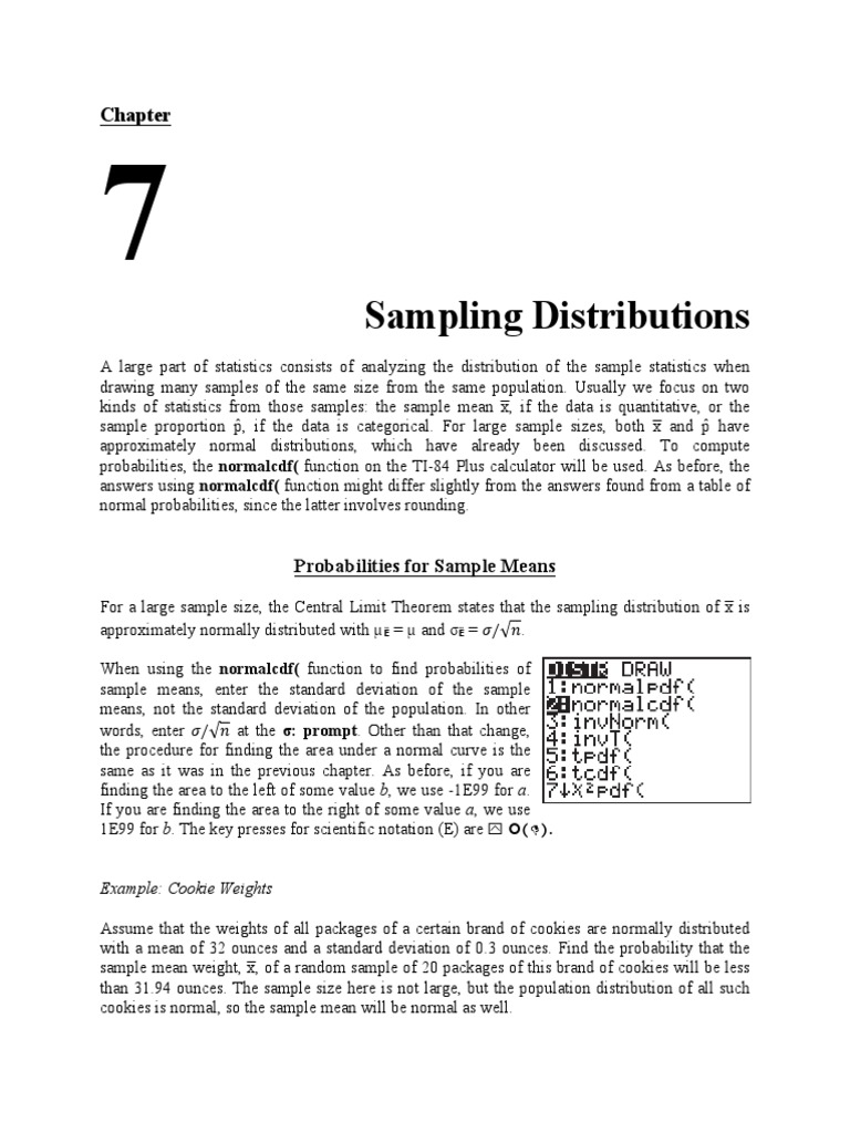 Sampling Distributions: Probabilities For Sample Means | PDF | Mean | Sample Size Determination