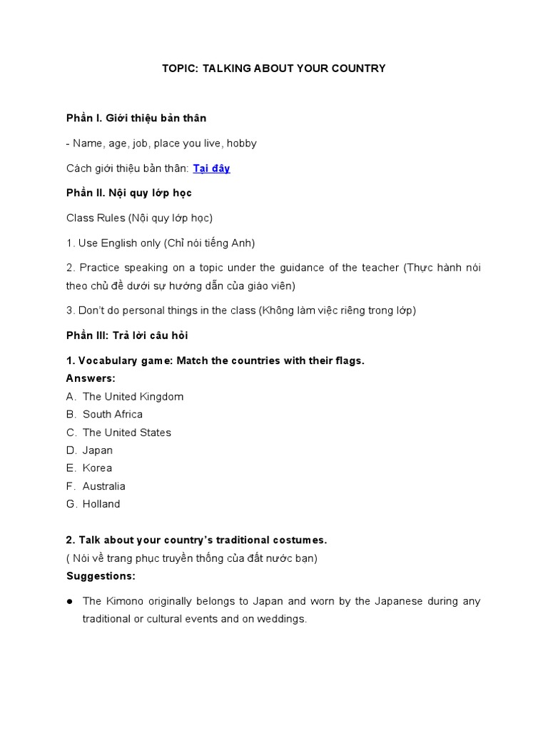Talking About Your Country: A Guide | PDF | Vietnam | Clothing