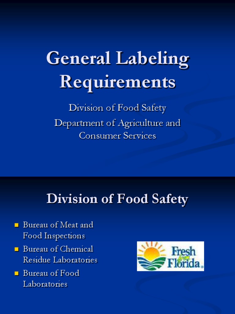 WK 3 - General Labeling Requirements IFAS Pres909 | PDF | Food Safety ...