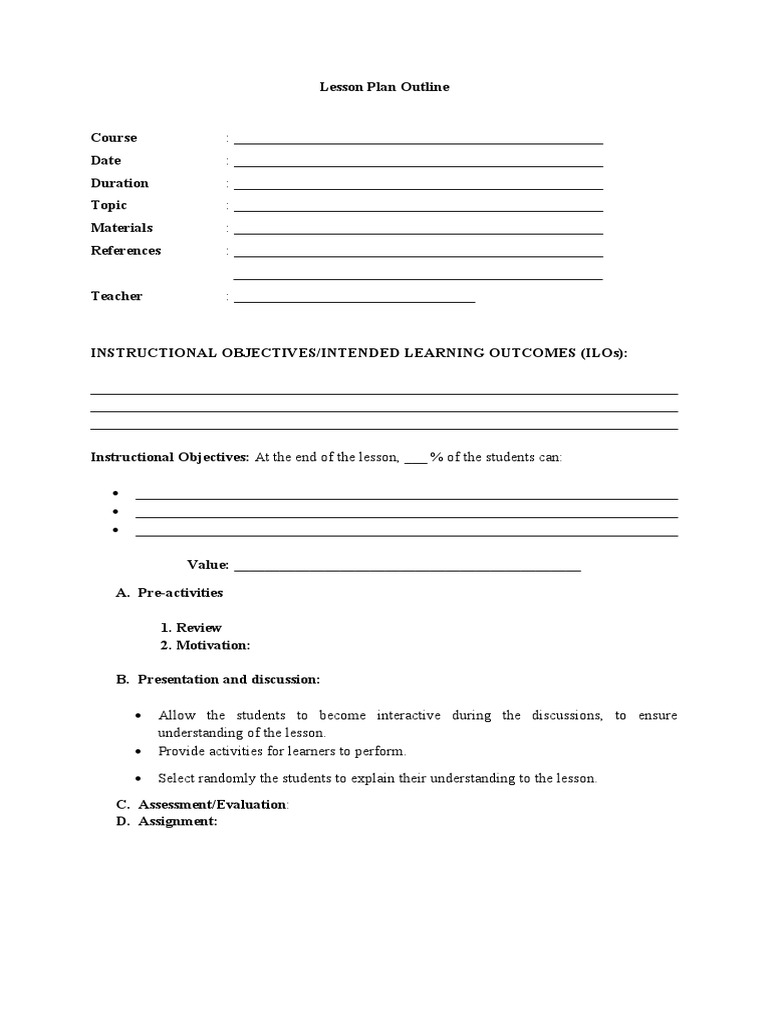 Lesson Plan Outline | PDF | Statistics | Lesson Plan