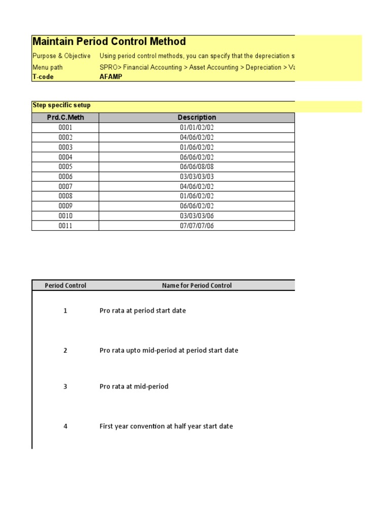 Period Control Method - Depreciation Key | PDF | Depreciation | Taxes