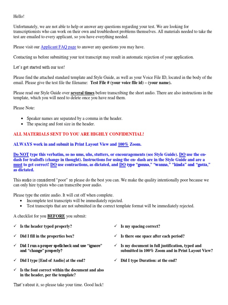Scribie vs TranscribeMe: Test Guidelines | PDF | Writing | Communication