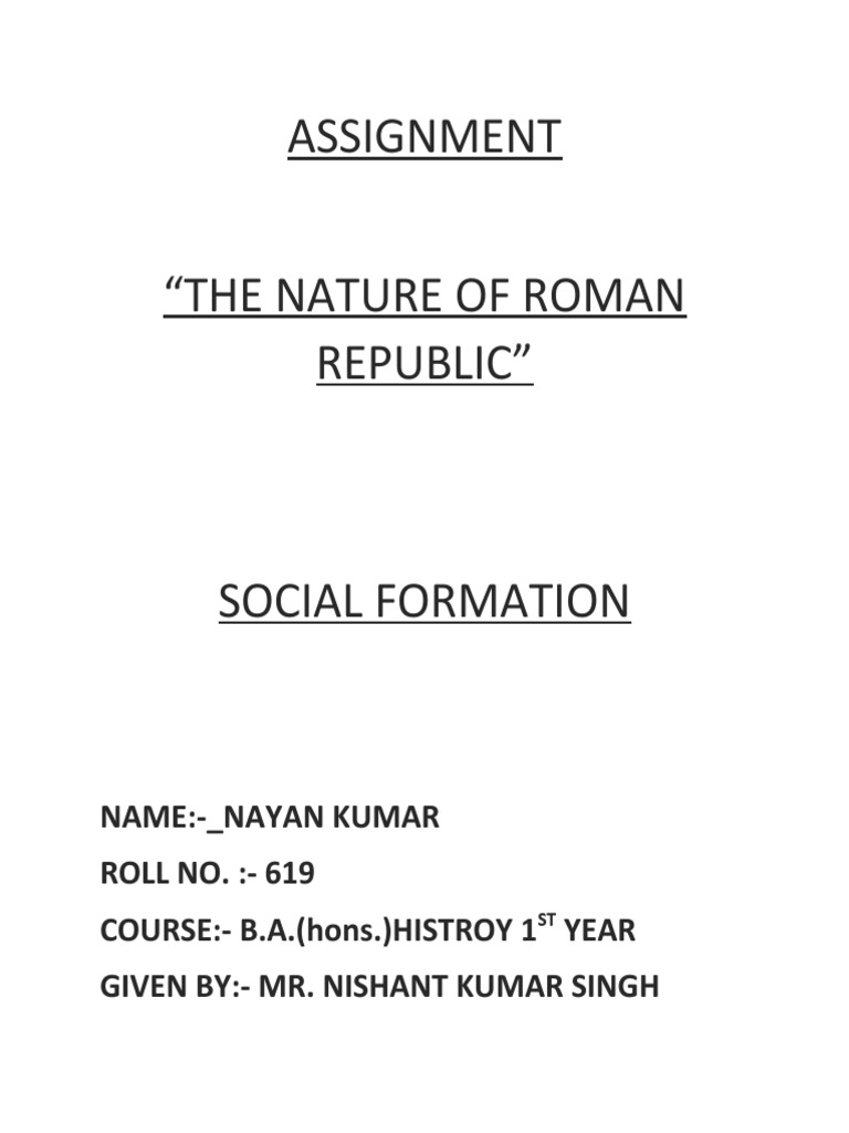 Social Formation Assignment | PDF | Roman Republic | Sparta