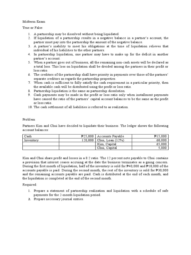 Midterm Exam Parcor 2020 | PDF | Liquidation | Partnership