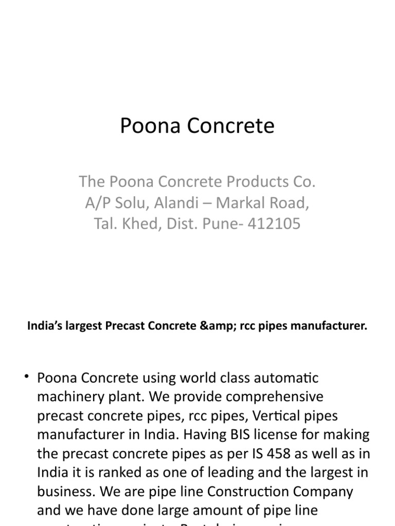 Poona Concrete: The Poona Concrete Products Co. A/P Solu, Alandi ...