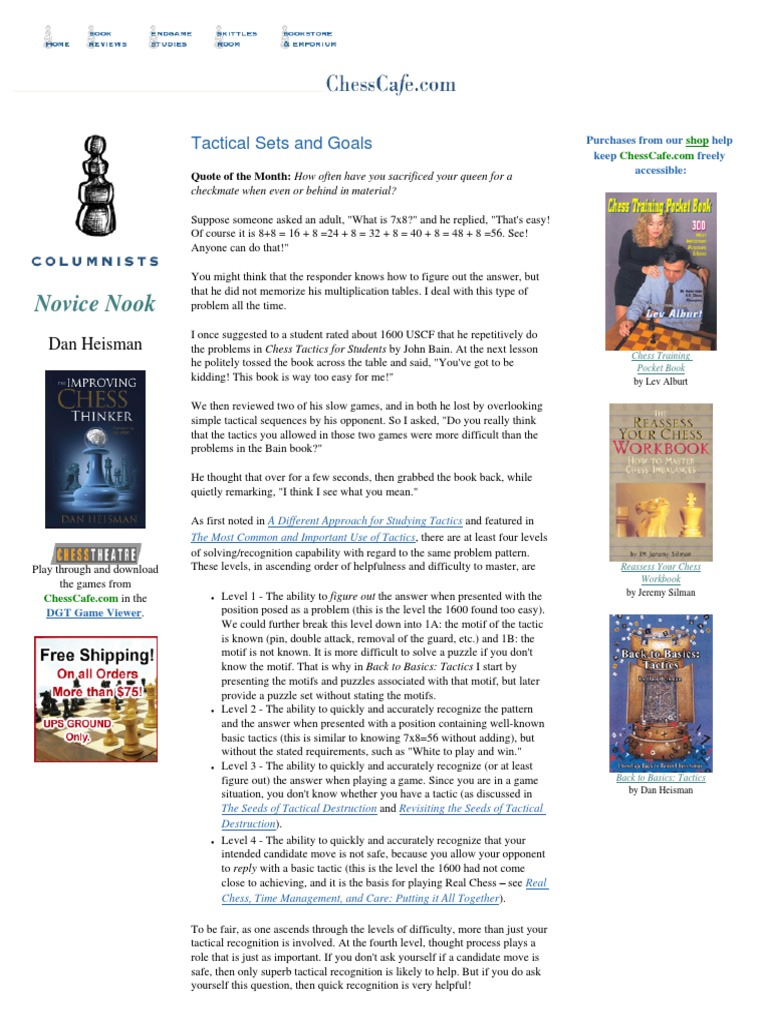 Novice Nook: Tactical Sets and Goals | PDF | Chess Openings ...