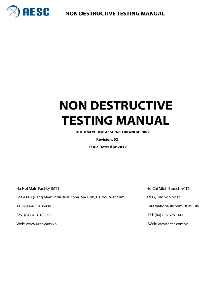 NDT Manual Aescpdf PDF | PDF | Nondestructive Testing | Certification
