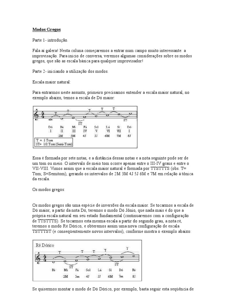 Uma introdução aos modos gregos e sua aplicação na guitarra | PDF ...