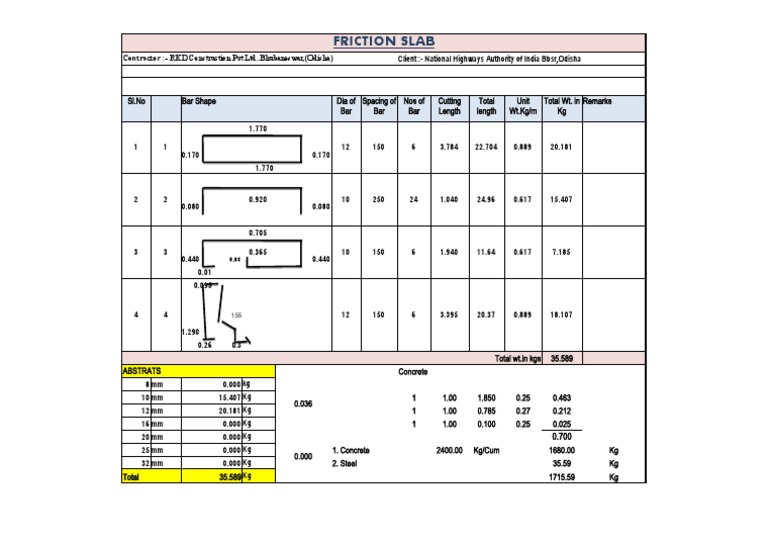 Friction Slab: Contractor:-RKD Construction PVT - Ltd..Bhubaneswar ...