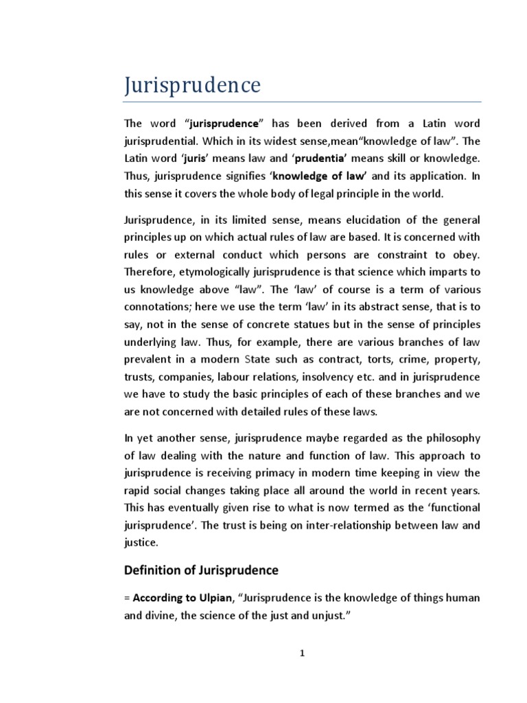 Definition of Jurisprudence | PDF | Jurisprudence | Natural Law