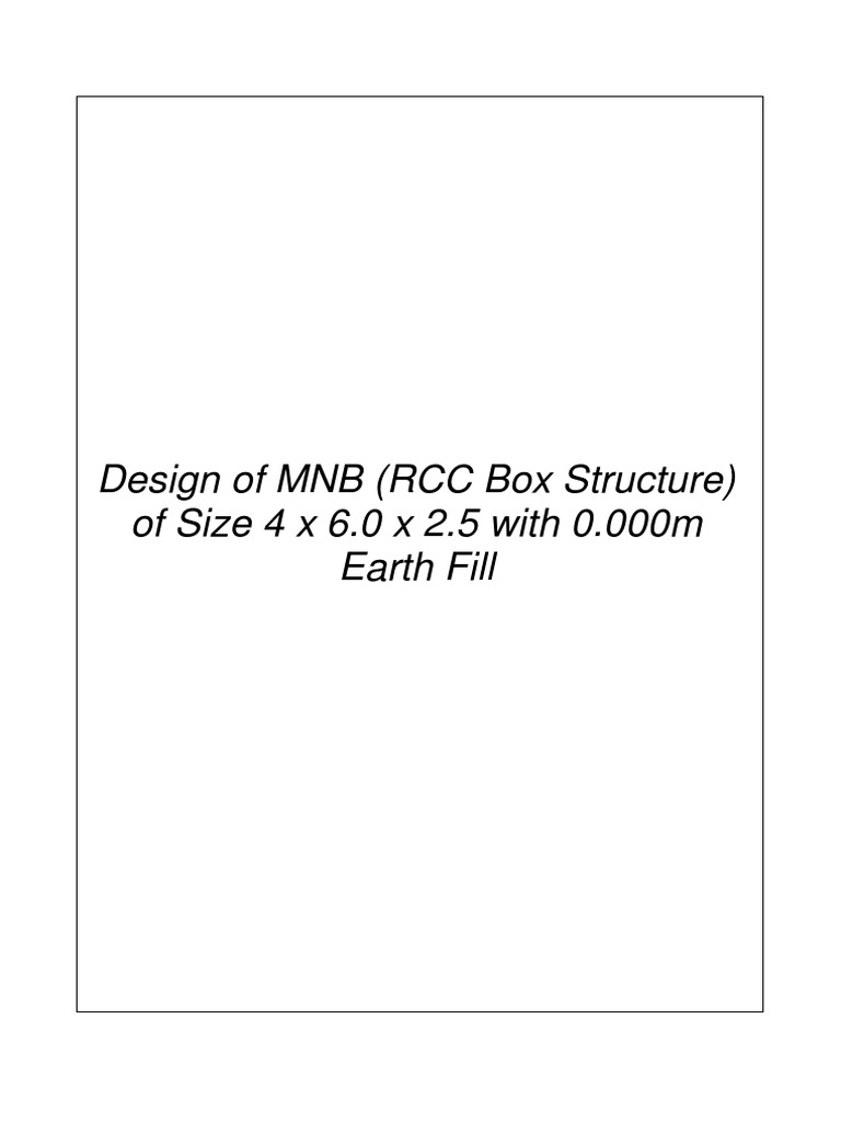 4x6x2.50 - 4.00m Wide - 0.0mfill - MNB - BOX | PDF | Strength Of ...