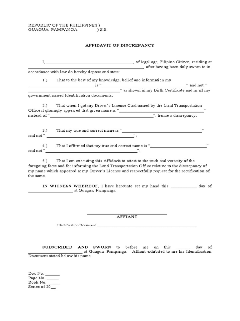 Affidavit of Discrepancy | PDF