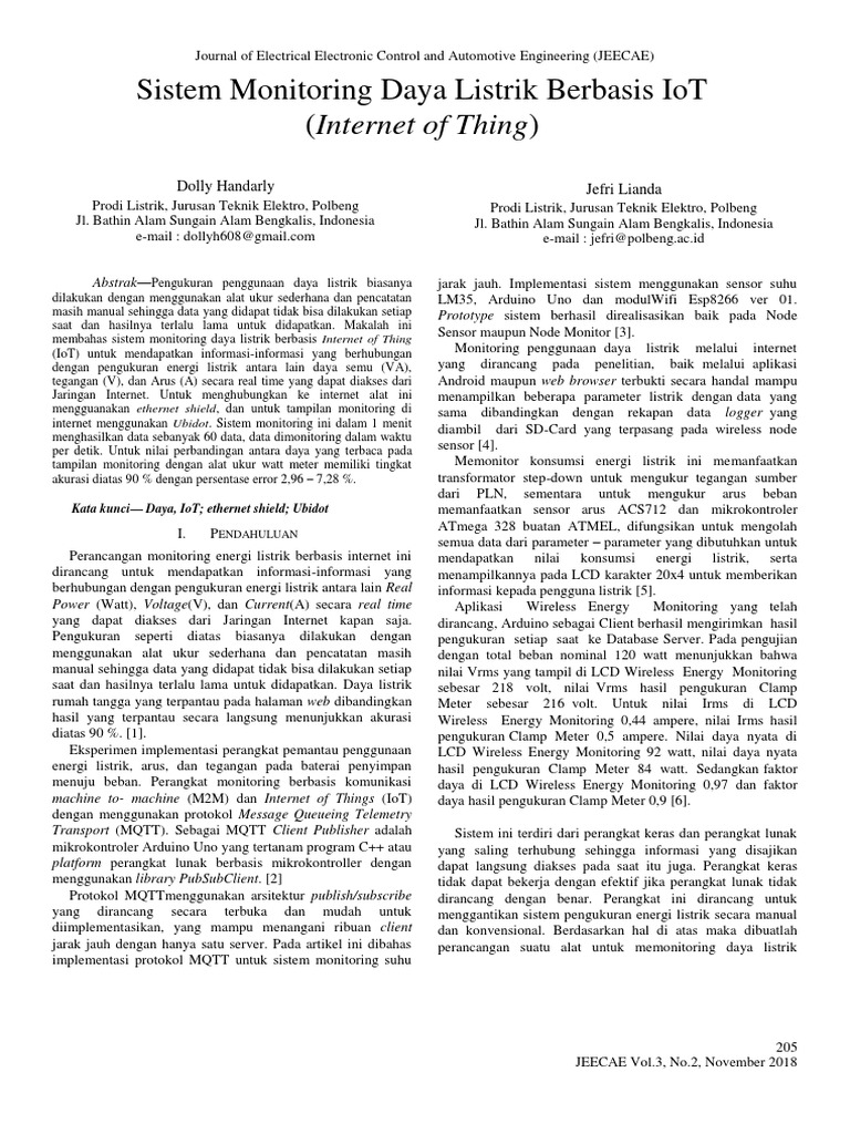 Sistem Monitoring Daya Listrik Berbasis IoT | PDF