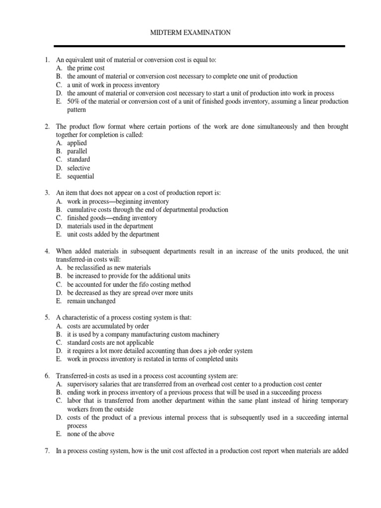 Cost 2 Midterm Exam | PDF | Cost Of Goods Sold | Inventory