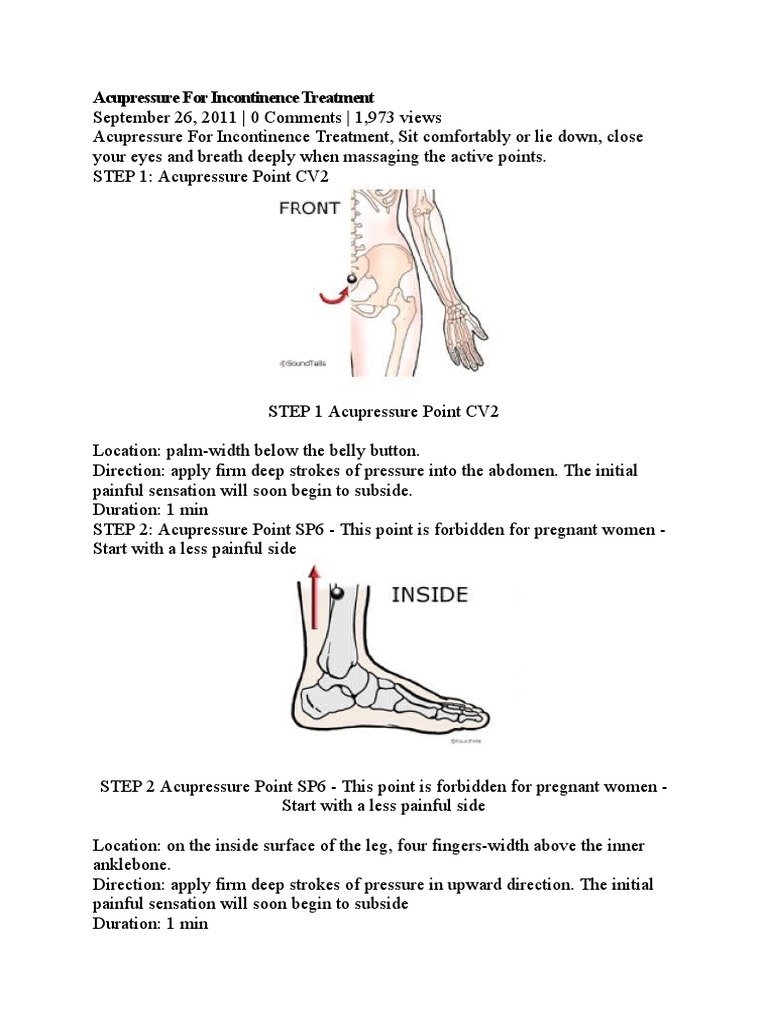 Acupressure Steps for Incontinence | PDF | Acupressure | Medicine
