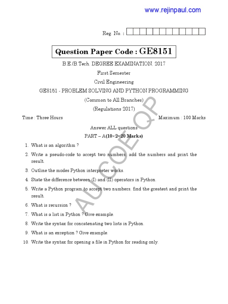 Ge8151 PDF | PDF | Python (Programming Language) | Computer Program