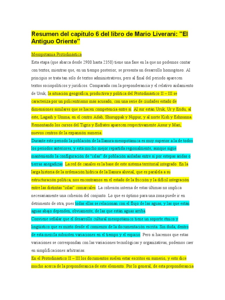 Resumen Del Capítulo 6 Del Libro de Mario Liverani | PDF | Mesopotamia ...