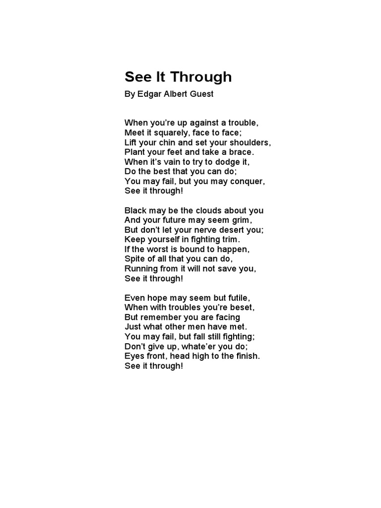 See It Through: A Poem by Guest | PDF | Self-Improvement